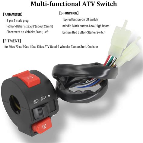 Llave De Interruptor De Encendido De 4 Cables Con Tapa 3 Funciones De