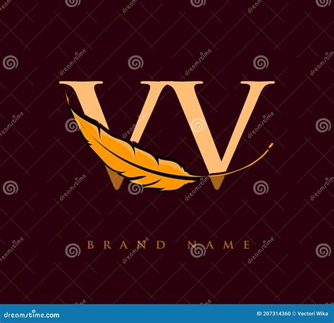 Initial Letter Vv Logo With Feather Company Name Simple And Clean