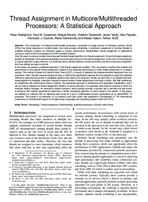 Pdf Thread Assignment In Multicoremultithreaded Processors A