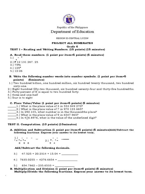 Project All Numerates Grade 6 Pdf Numbers Notation