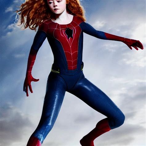 Sadie Sink As Spider Woman Simetric Face Wallpaper High Definition Ultra Realistic