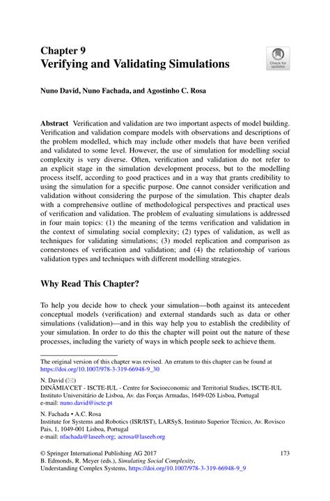 Pdf Verifying And Validating Simulations