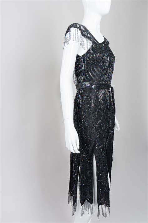 Sistermax Asymmetrical Silk Beaded Fringe Dress Recess