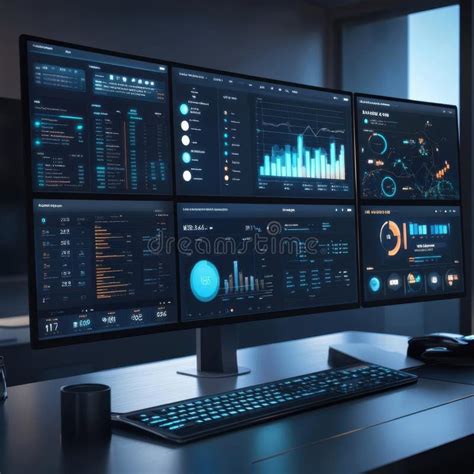 Data Visualization Dashboard With Multiple Monitors And Charts Stock
