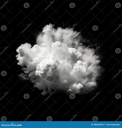 Cloud Isolated On Black Background Illustration Ai Generative Stock
