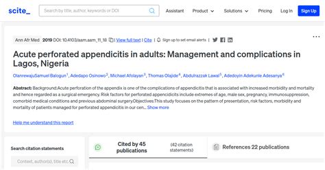 Acute Perforated Appendicitis In Adults Management And Complications