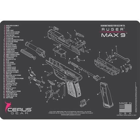 Ruger Max 9 Pistol Schematic Gun Cleaning Mat
