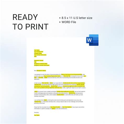 Editable Reference Letter Template Employee Reference Letter