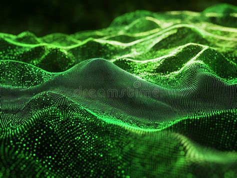 Abstract Green Data Landscape 3d Render Stock Illustration