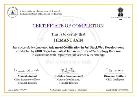 Advanced Certification In Full Stack Web Development Iit Roorkee