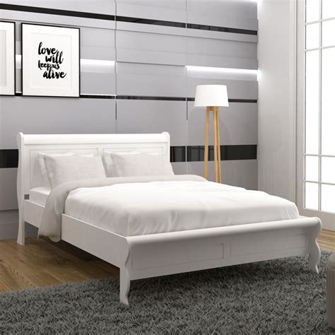 Queen Size White Wooden Bed Frame Hanaposy