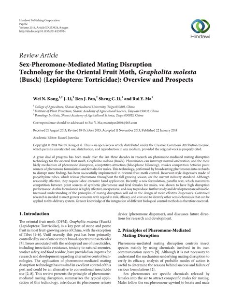 Pdf Sex Pheromone Mediated Mating Disruption Technology For The