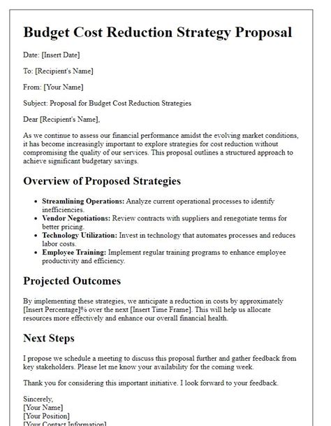 Letter Template For Budget Cost Reduction Plan Free Samples In Pdf Letterin