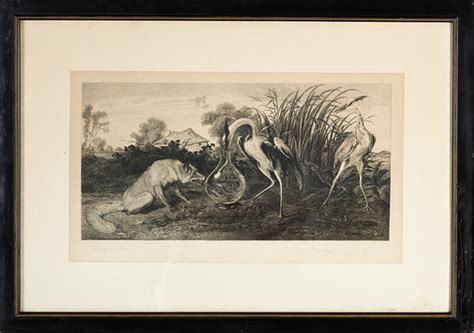 Robert Haglund After Frans Snyders Fable Of The Fox And The Heron Etching Signed Art