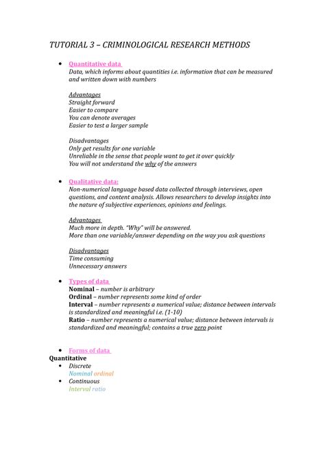 Tutorial 3 Criminological Research Methods Tutorial 3