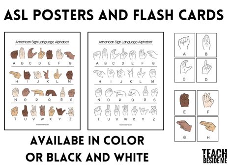 Asl Alphabet Printable Chart And Flashcards Teach Beside Me