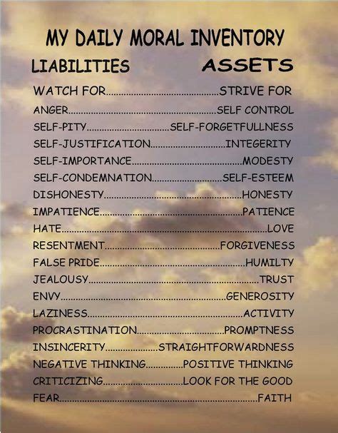 15 Moral Inventory Ideas Moral Inventory Morals Celebrate Recovery