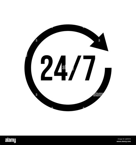 24 Hours 7 Days Vector Icon On White Background Stock Vector Image
