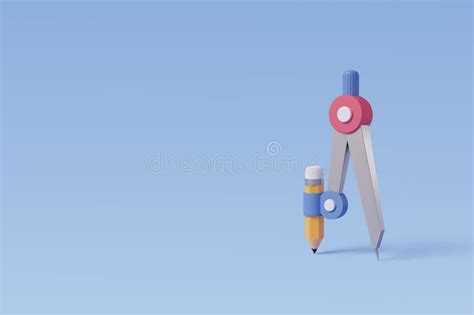 3d Vector Of Realistic Geometric Compass On Blue Education Concept
