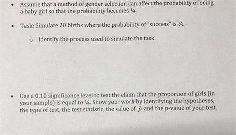 Solved Probability Of Being Assume That A Method Of Gender