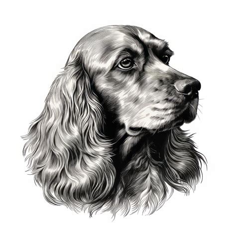 Premium Photo Hyperrealistic Black And White Cocker Spaniel Illustration