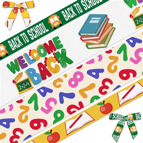 Hying 4 Rolls Back To School Ribbons For Wrapping Ts