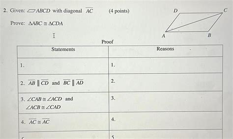 [answered] 2 given abcd with diagonal ac prove aabc acda i 1 statements