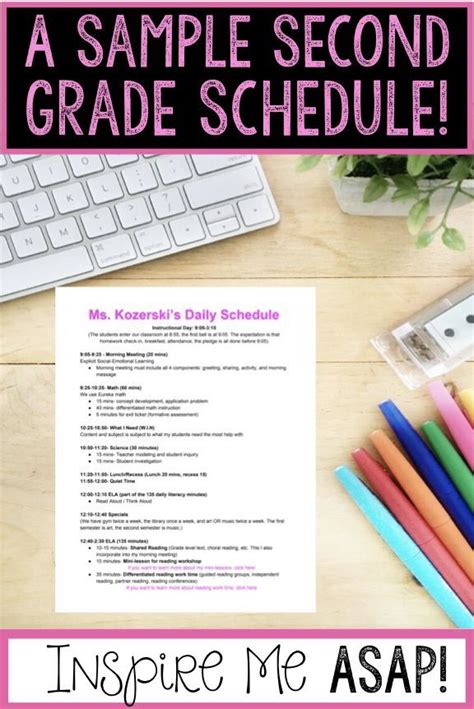 Sample Second Grade Schedule With Daily Activities