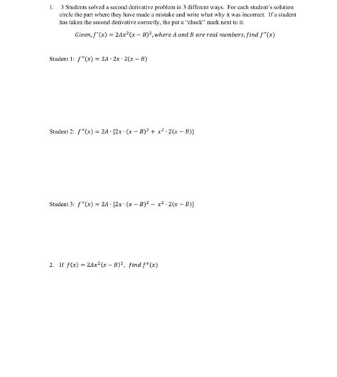 Solved Babes Solved A Second Derivative Problem In Chegg Com