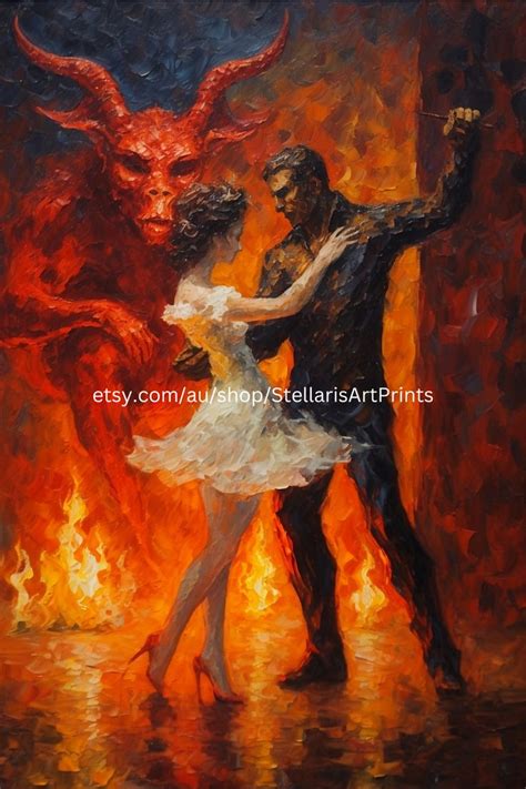 Dance With The Devil Oil Painting Art Print Dark Art Demon Etsy