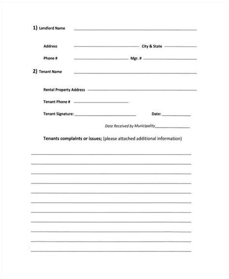 Free 8 Sample Tenant Complaint Forms In Pdf Ms Word
