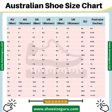 Australian Shoe Size Conversion Chart Us Uk Eu Etc