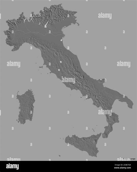 Shape Of Italy With Its Capital Isolated On A Solid Color Background