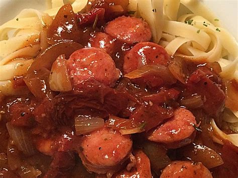 Nudeln Mit Bratwurst Tomatensauce Von Th Dx100 Chefkoch