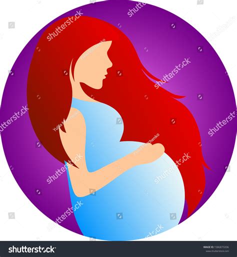 Pregnant Girl Red Hair Stock Vector Royalty Free 1586873206
