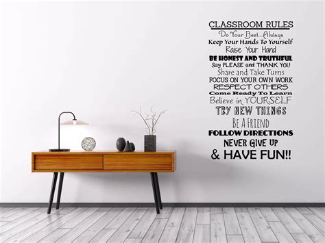 Classroom Rules Quote Sticker Word Cloud Classroom Decal Modern Ed