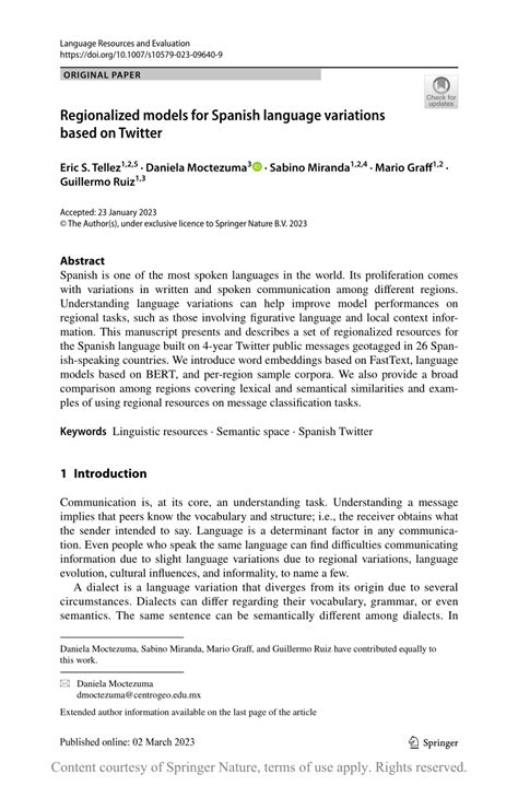 Regionalized Models For Spanish Language Variations Based On Twitter