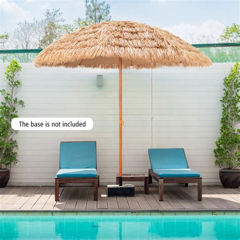 8 Feet Patio Thatched Tiki Umbrella Hawaiian Hula Beach Umbrella Costway