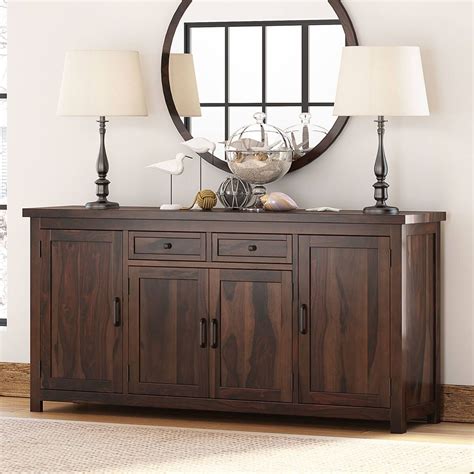 Galveston Rustic Solid Wood 2 Drawer Extra Long Buffet Cabinet Dining