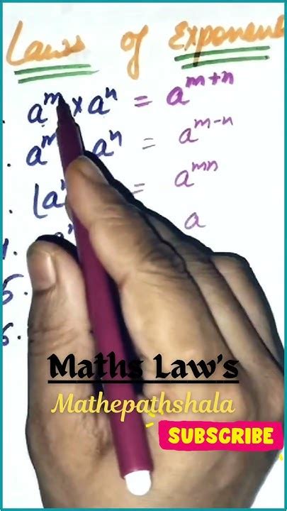 Maths Basicmaths Exponents Youtubeshorts Laws Exponent Laws Of