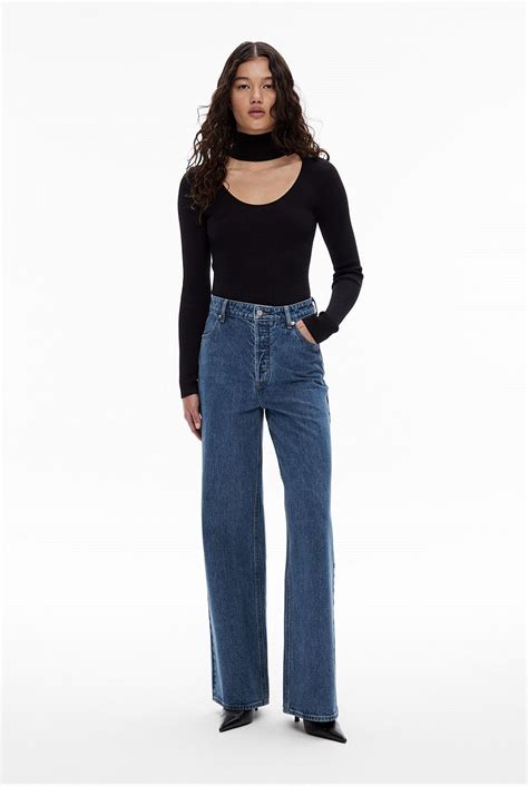 Indigo High Rise Wide Leg Jean Womens Straight Leg Jeans Witchery
