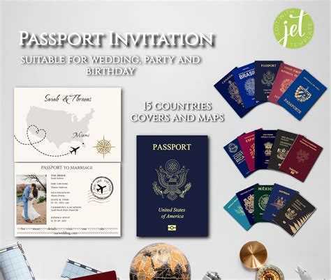 Personalized Passport Wedding Invitation Birthday Party Passport