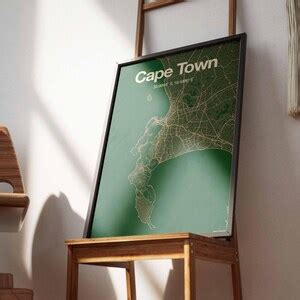 Cape Town Map Art Print Stencil Effect City Coordinates Digital