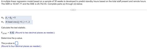 Solved A Multiple Linear Regression Model Based On A Sample Chegg