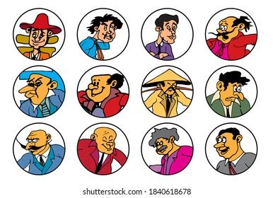 Cartoon Faces Funny Face Expressions Caricature Stock Vector Royalty
