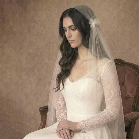 Juliet Cap Wedding Veil With Pearl Flowers — Silk Style Tulle Bridal