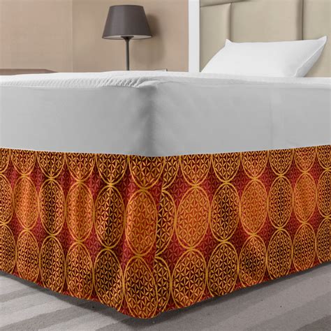 Victorian Bed Skirt Vintage Style Flower With Medieval Tones Rococo Baroque Esoteric Motif