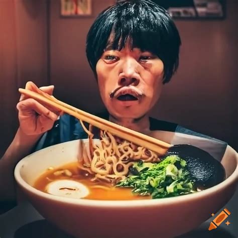 Man Enjoying Ramen In A Tokyo Restaurant On Craiyon