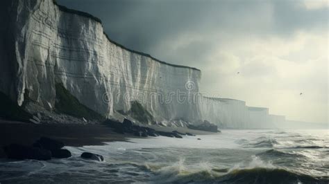 Moody And Atmospheric Photorealistic Representation Of The White Cliffs