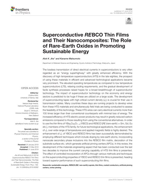Pdf Superconductive Rebco Thin Films And Their Nanocomposites The Role Of Rare Earth Oxides